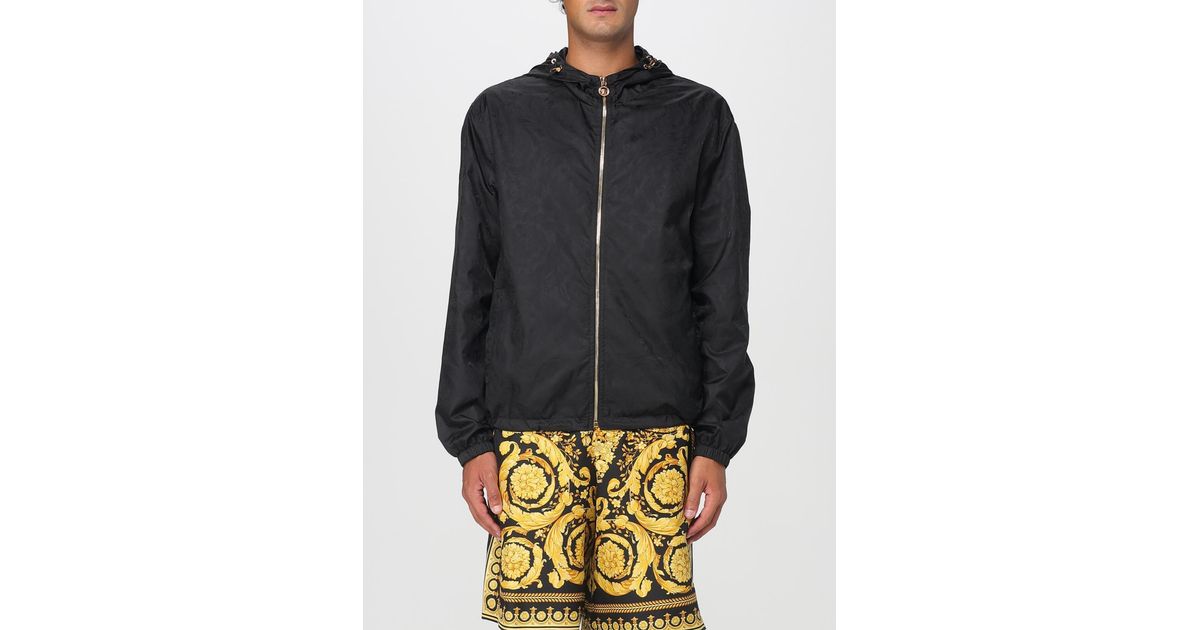 Versace Zip Up Hooded Jacket in Grey for Men | Lyst UK