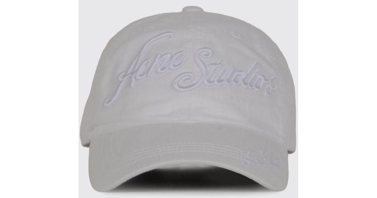 Acne Studios Cotton Twill Hat With 3D Embroidered Logo in Grey for Men ...