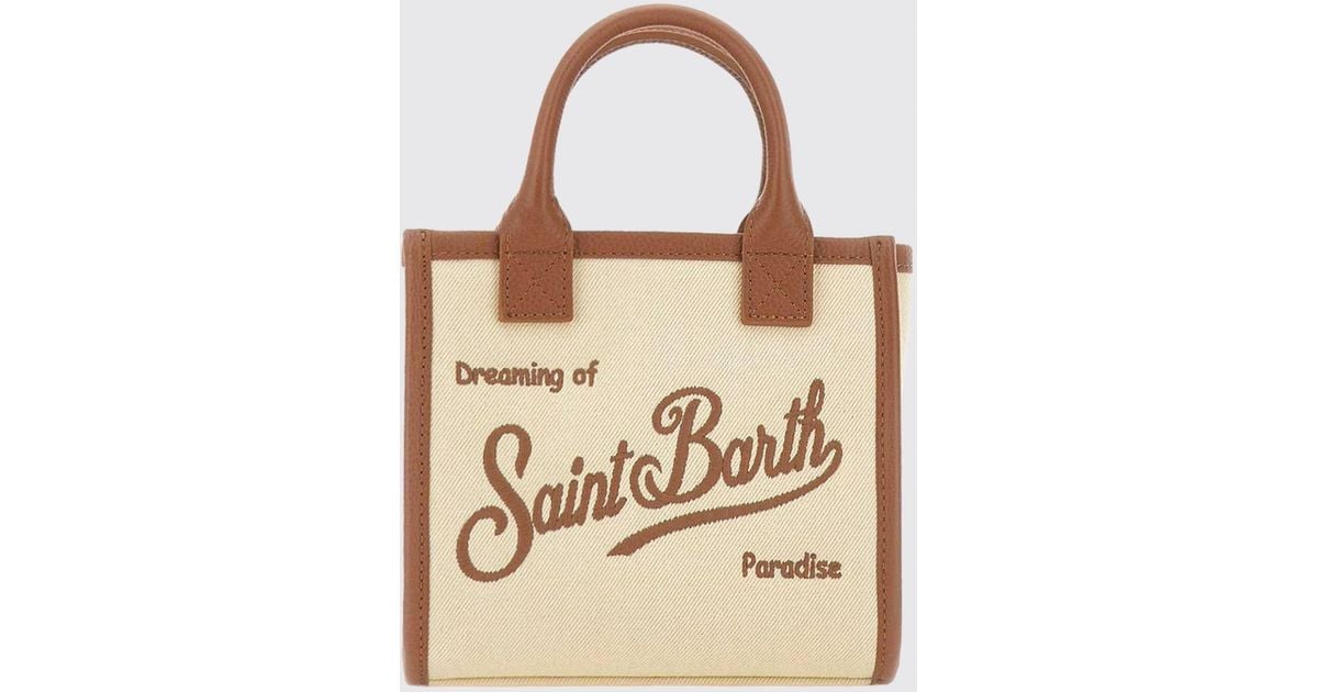 MC2 Saint Barth Embroidered Logo Cotton Twill Vanity Bag in Natural | Lyst
