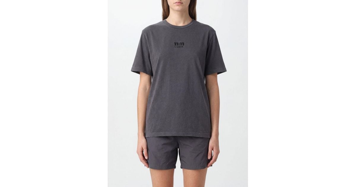 11 11 L.U.C.K. 11:11 .U.C.K. Crewneck Cotton T-Shirt With Tone-On-Tone ...