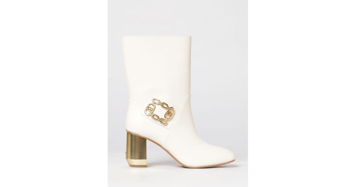 Liu Jo Flat Ankle Boot in White | Lyst