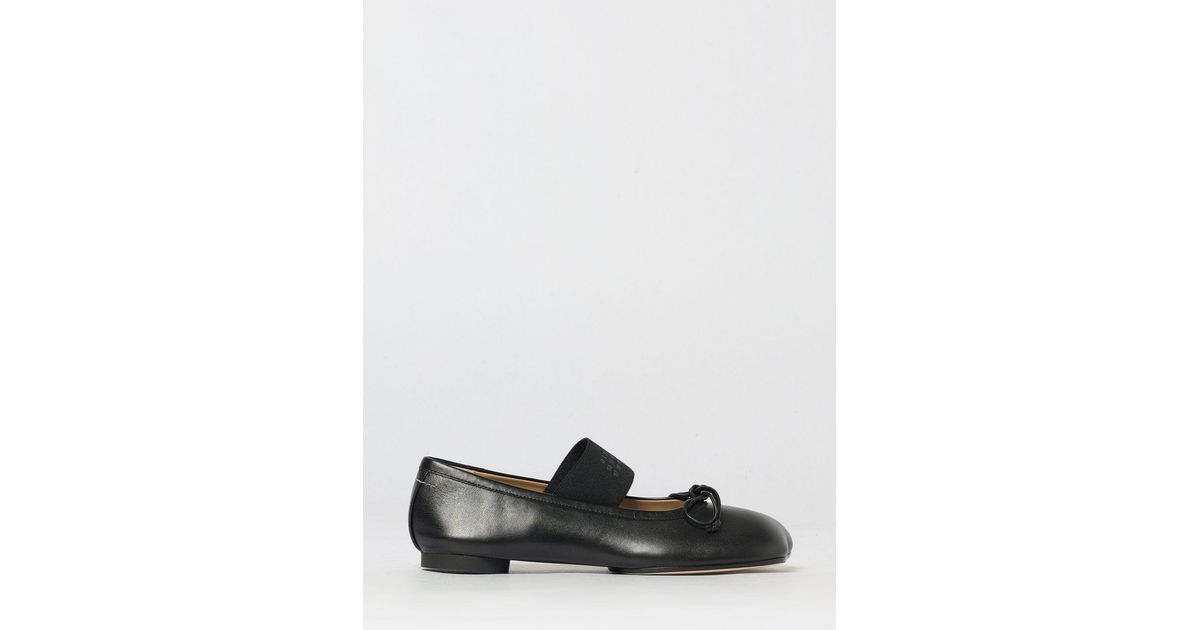MM6 by Maison Margiela Anatomic Tabi Leather Ballet Flats in White | Lyst