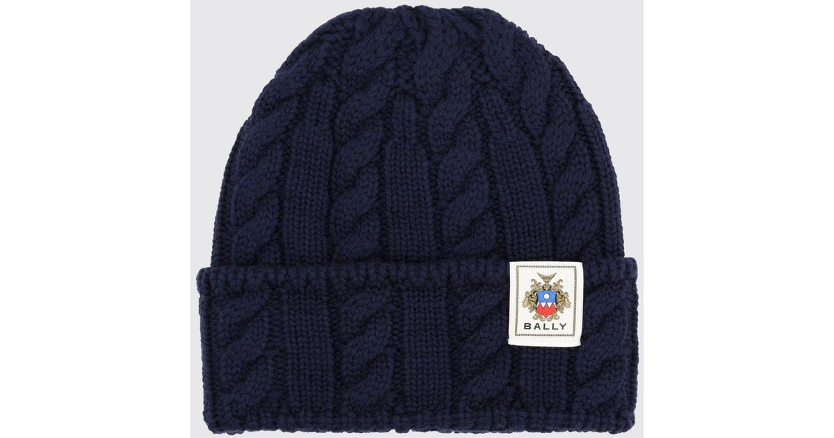 Bally Cozy Cable Knit Wool Cap With Turn-Up Brim in Blue for Men | Lyst