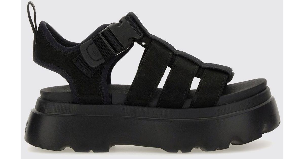 UGG Nubuck Leather Sandals With Platform Sole in Black | Lyst UK