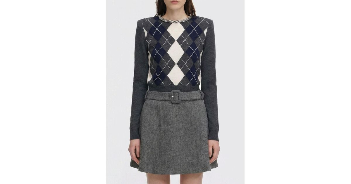 Self-Portrait Sweater in Grey | Lyst UK