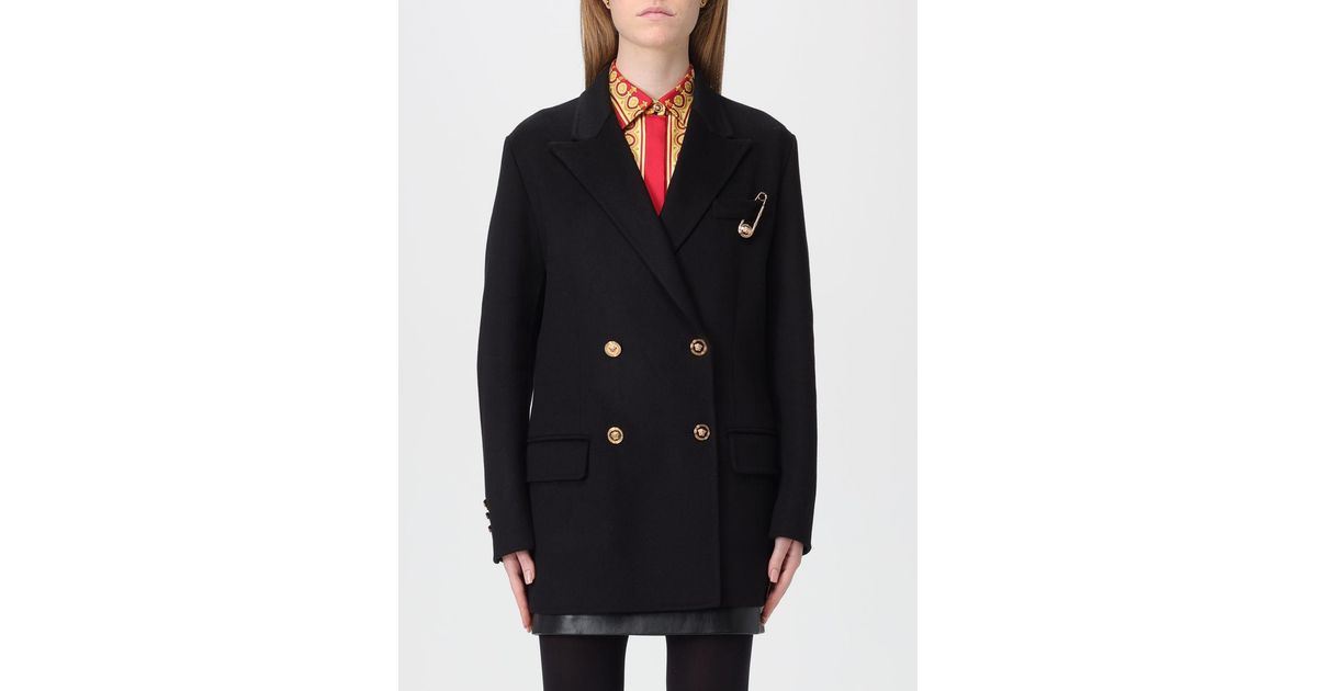 Versace Coat in Black | Lyst UK