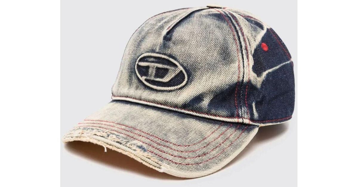 DIESEL Bleached Denim Baseball Cap With Oval D Logo in Blue for Men ...