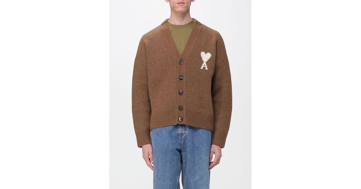 Ami Paris Cardigan in Brown for Men | Lyst UK
