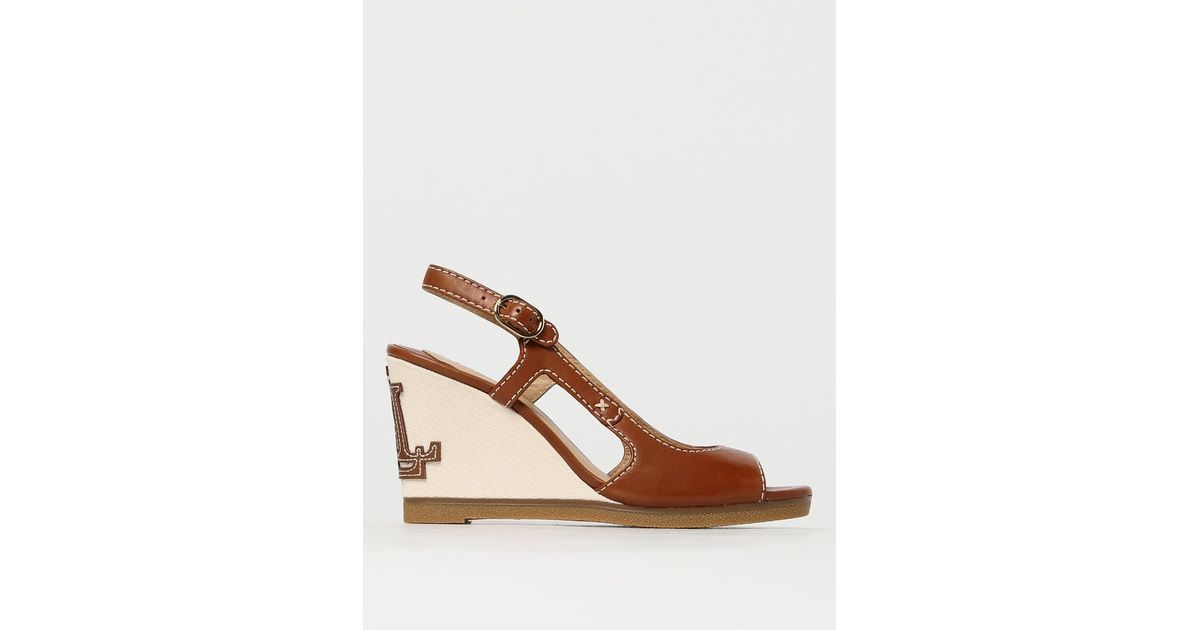 Ralph Lauren Wedge Sandals Cutout Design in Brown | Lyst UK