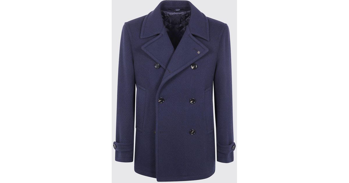 Tagliatore Coat in Blue for Men | Lyst UK