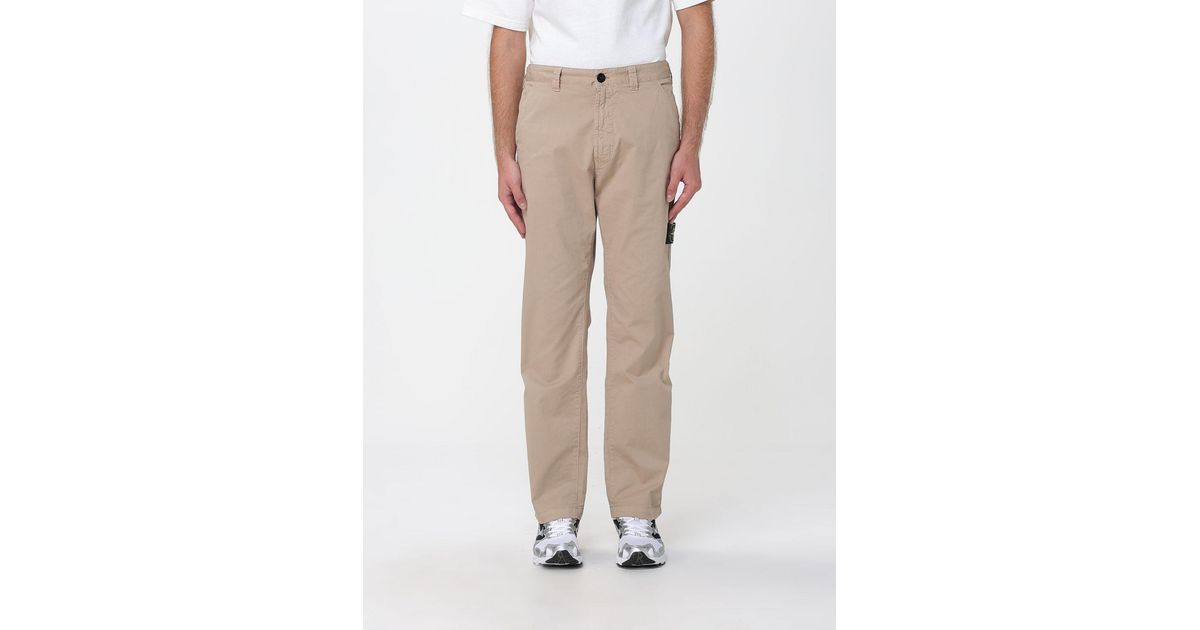 Stone Island Pants in Natural for Men | Lyst UK