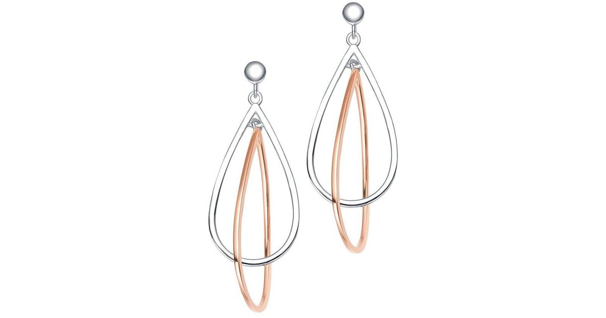 Genevive Jewelry Two-tone Cz Dangling Earrings in White | Lyst UK