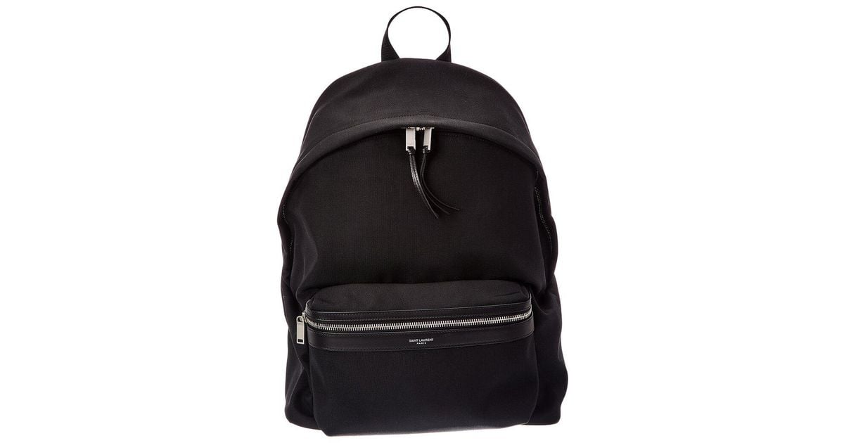 Saint Laurent City Canvas & Leather Backpack in Black for Men | Lyst UK