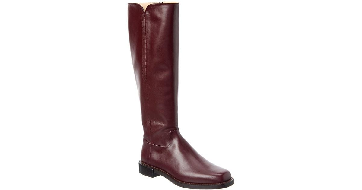 Stuart Weitzman Leather Knee-High Riding Boot in Red | Lyst UK