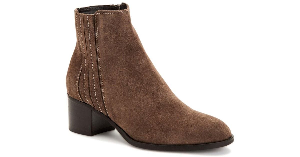 Aquatalia Naiya Weatherproof Suede Bootie in Brown | Lyst