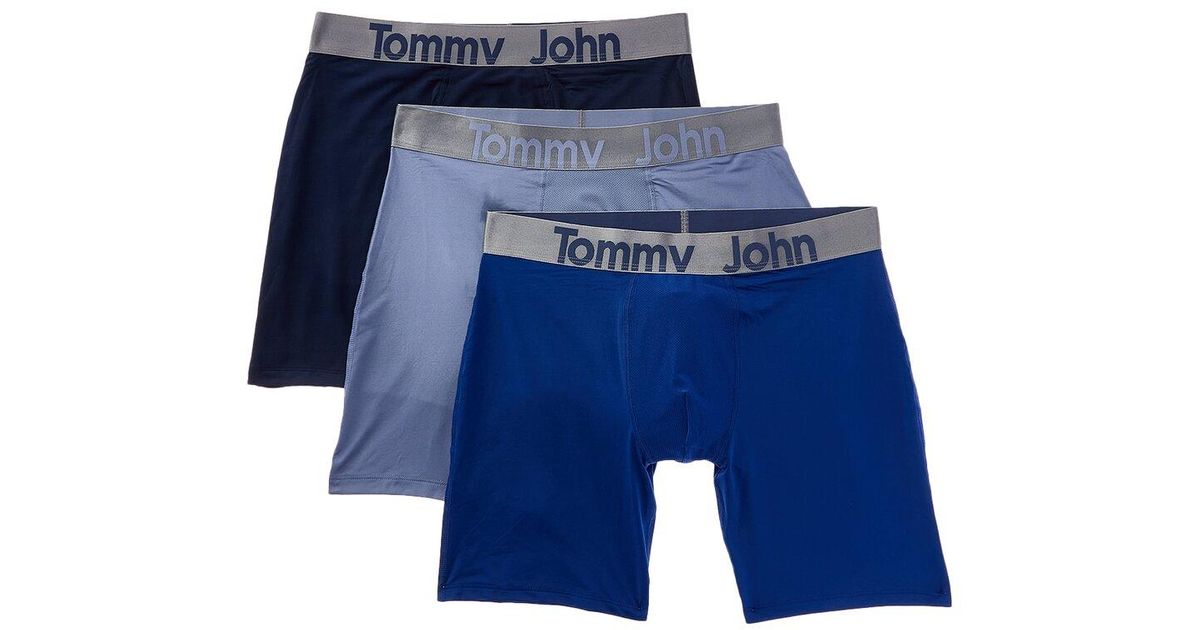 Tommy John Set Of 3 Essential 360 Sport Boxer Brief in Blue for Men | Lyst