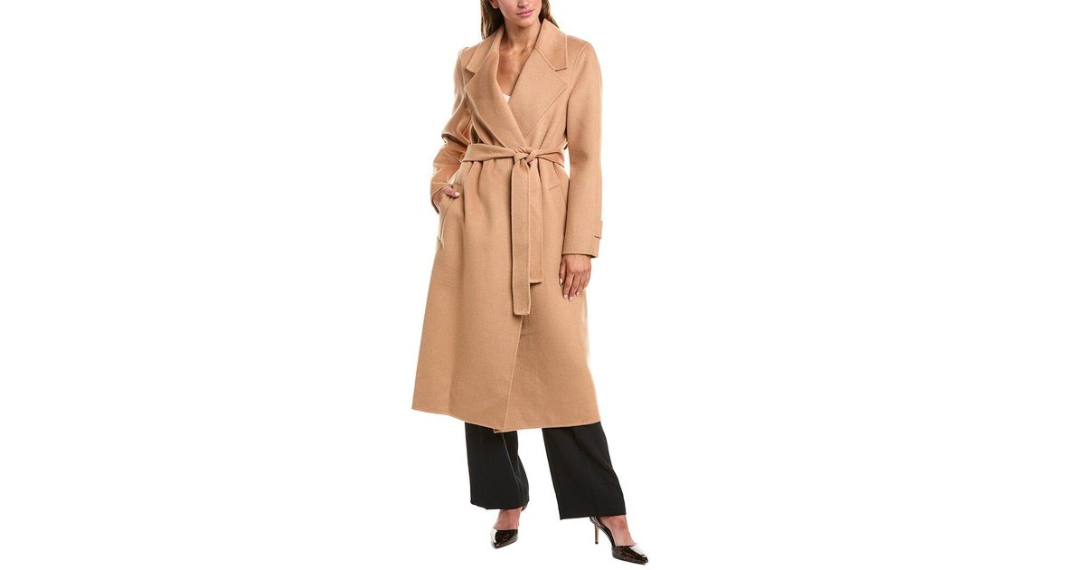 Reiss Nrd Emile Wool-Blend Long Belted Blindseam Coat in Natural | Lyst
