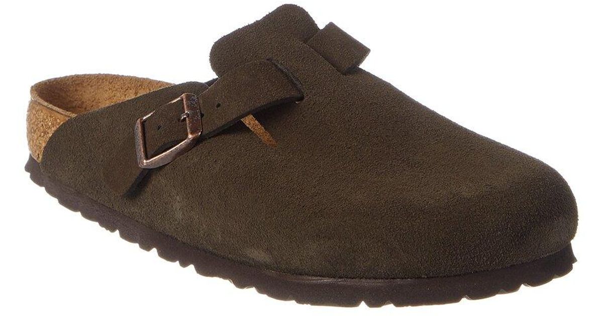 Birkenstock Boston Soft Footbed Suede Leather Clog in Brown | Lyst