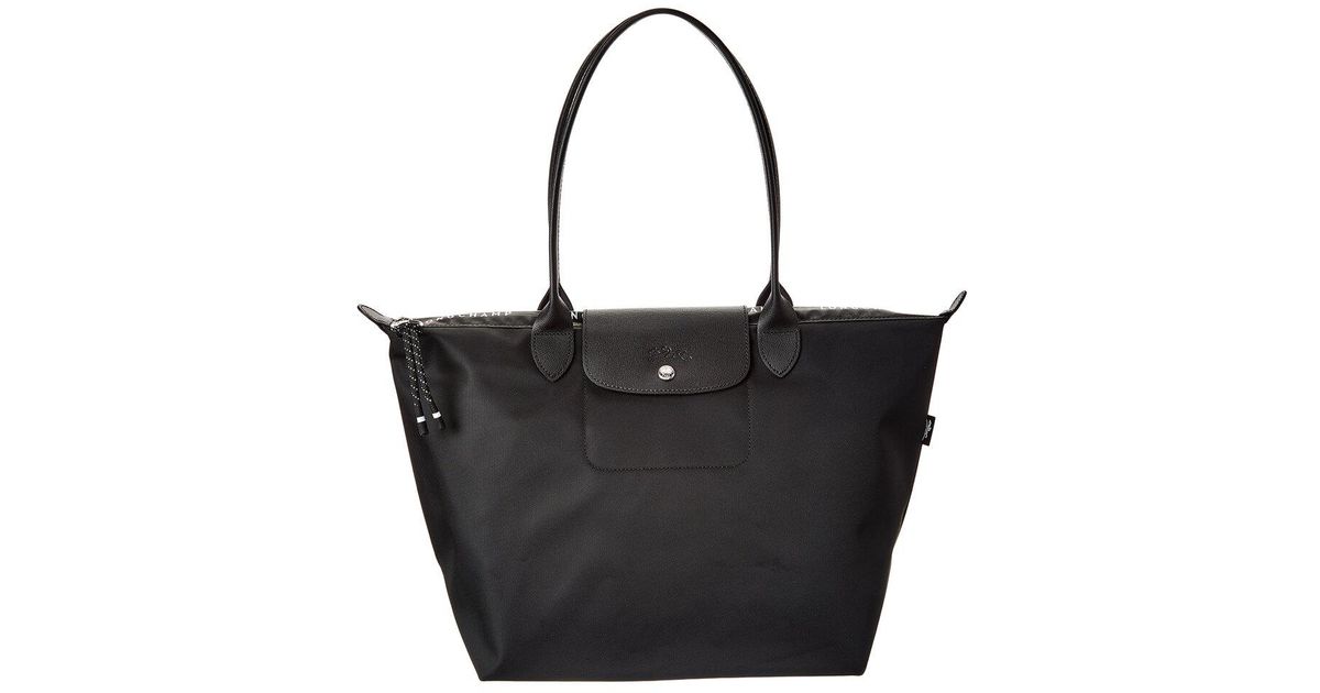 Longchamp Le Pliage Energy Large Canvas Long Handle Tote in Black | Lyst