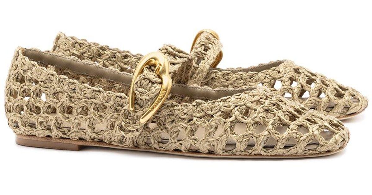 Larroude Larroudé Verona Macrame Raffia Flat in Natural | Lyst UK