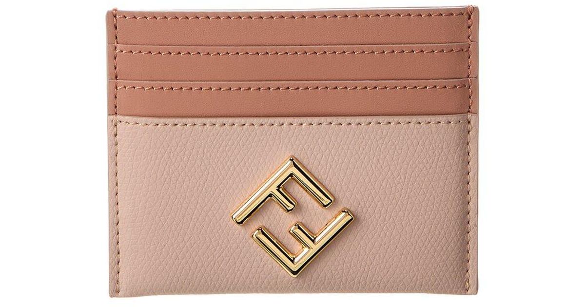 Fendi Ff Diamonds Leather Card Holder in Brown | Lyst UK