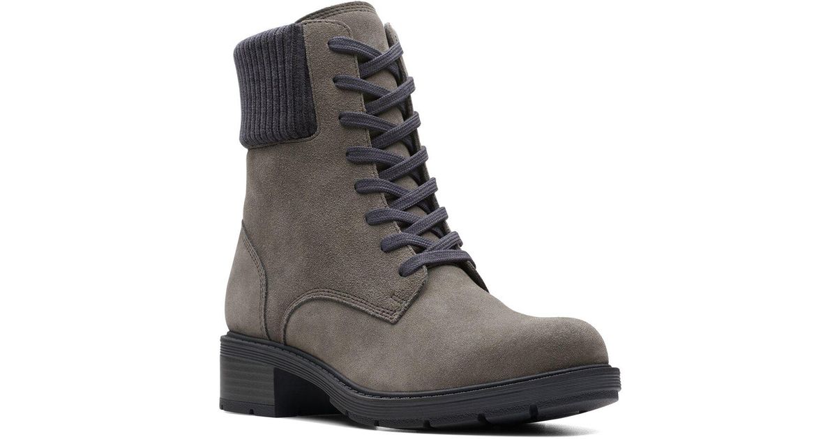 Clarks Hearth Sky Suede Combat Boot in Black | Lyst