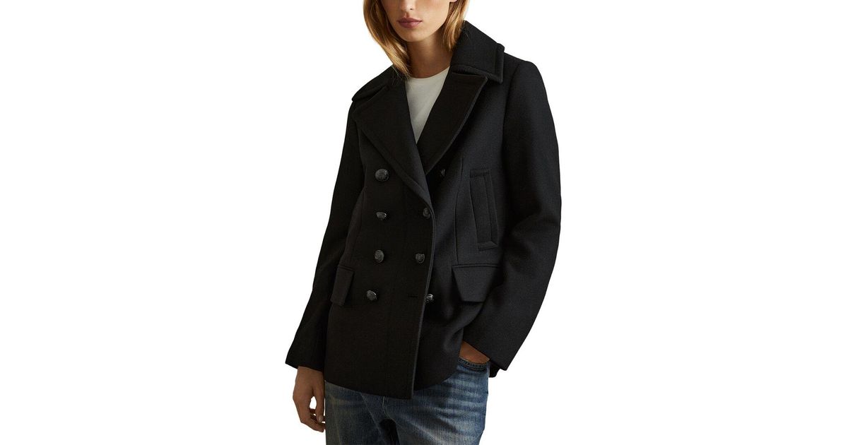 Reiss Lily Wool-Blend Peacoat in Black | Lyst