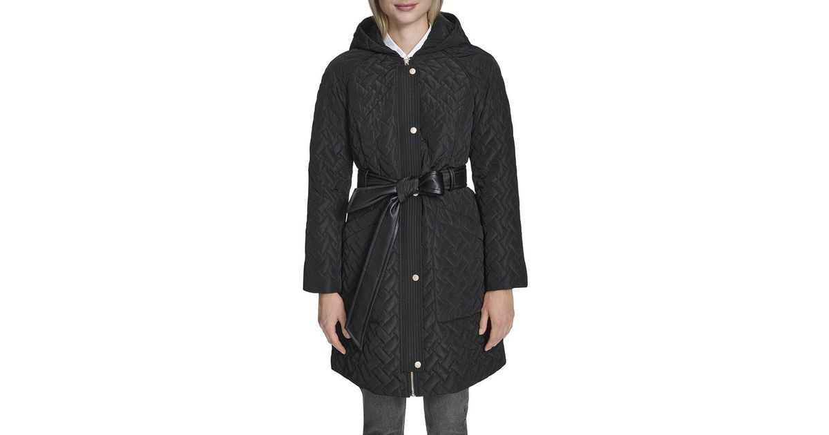 Cole Haan Signature Quilt Belted Jacket in Black | Lyst UK