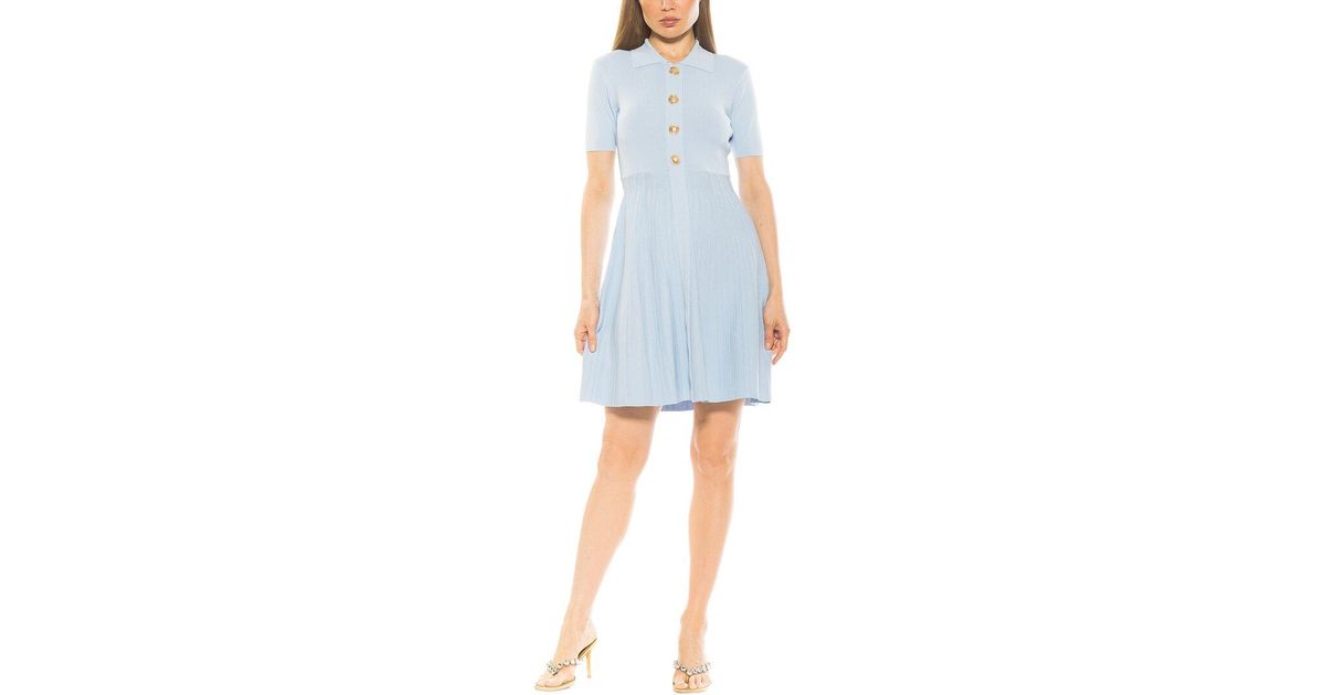 Alexia Admor Soren Fully Knit Fit & Flare Dress in Blue | Lyst