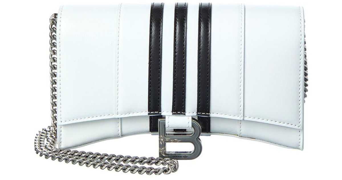 Balenciaga X Adidas Hourglass Leather Wallet On Chain in White | Lyst UK