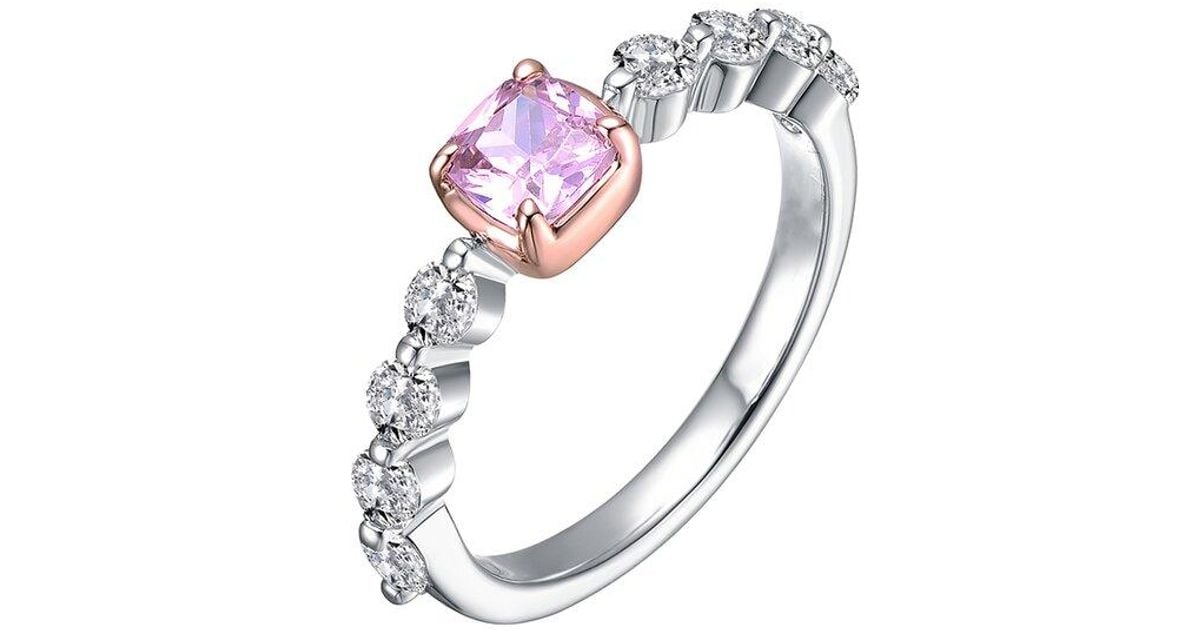 Rachel Glauber 14K Plated Cz Halo Ring in White | Lyst UK