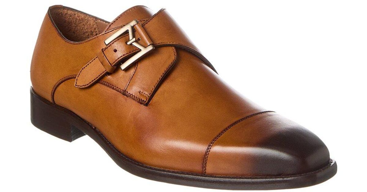 Mezlan Captoe Leather Monk Strap in Brown for Men | Lyst