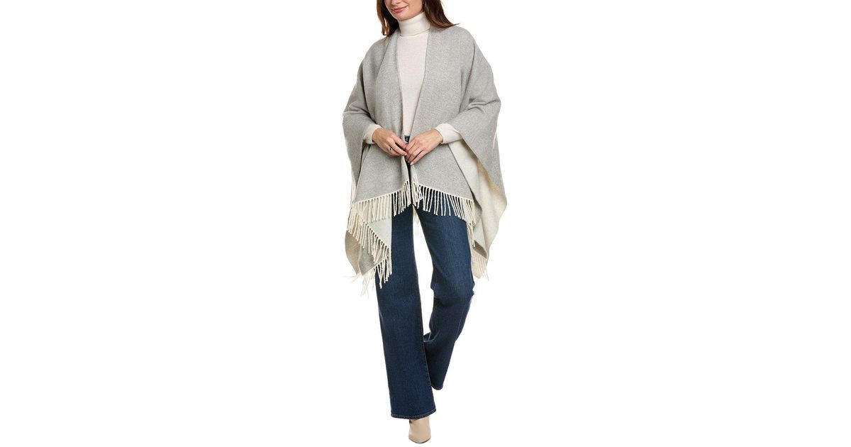 La Fiorentina Two-Tone Fringe Ruana in Blue | Lyst UK