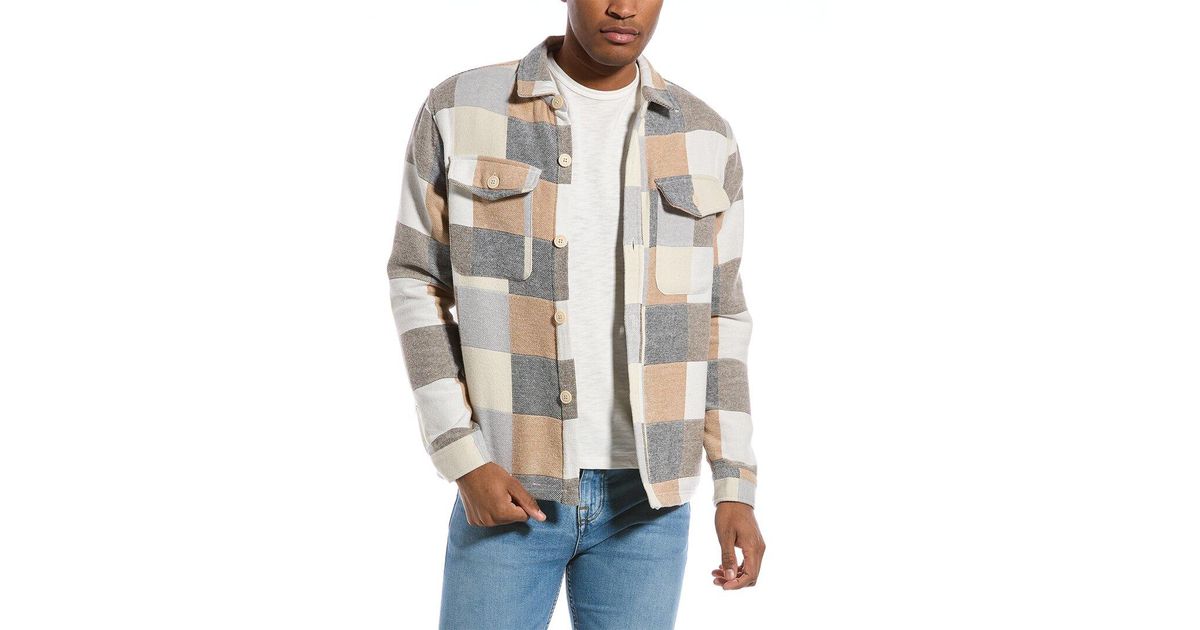Magaschoni Flannel Shirt Jacket in Natural for Men | Lyst