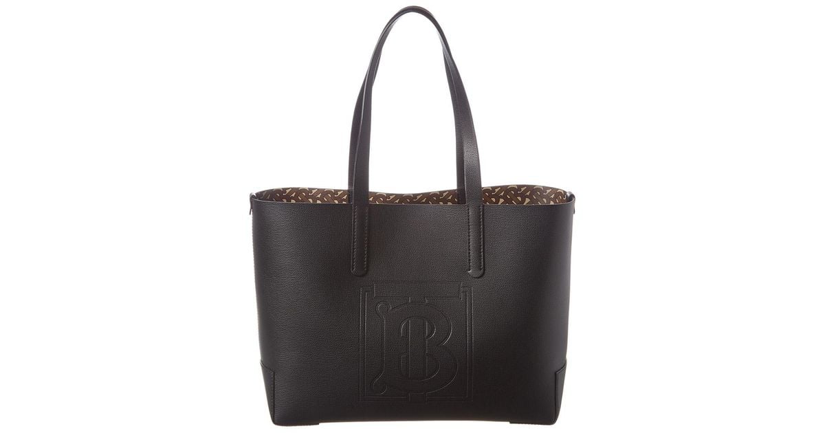 Burberry Tb Embossed Internal-monogram Medium Tote Bag in Black | Lyst