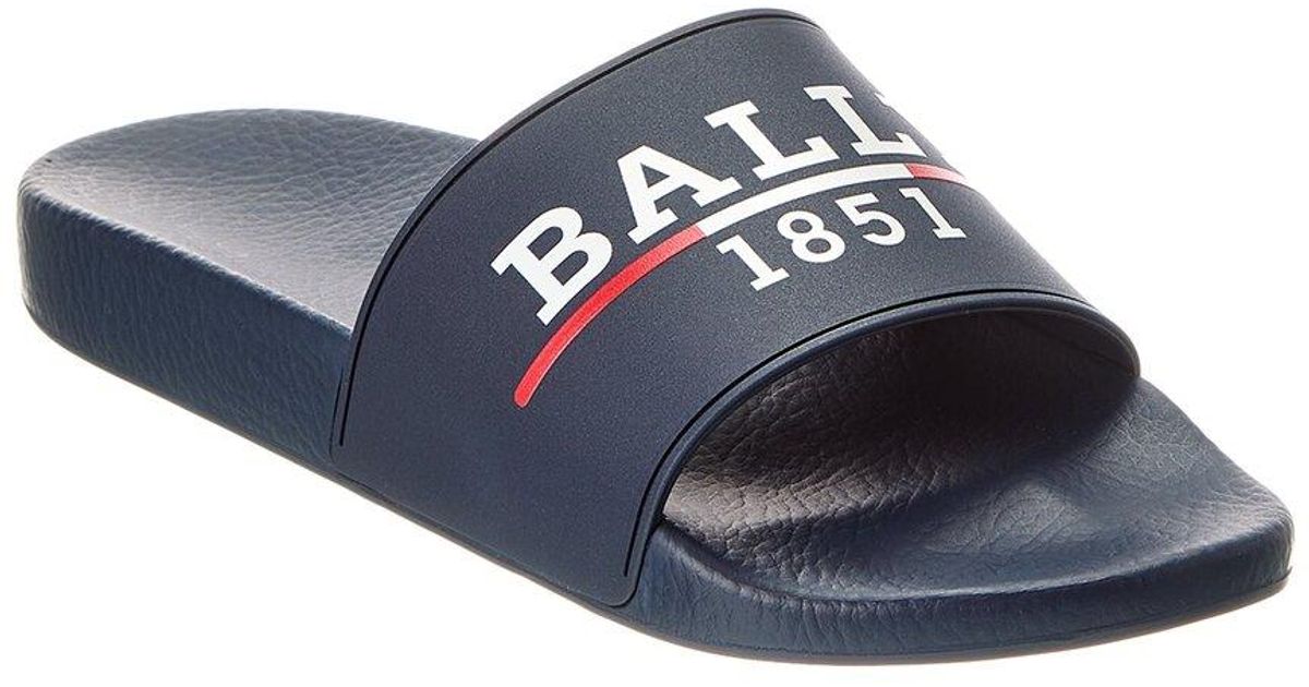 Bally Samuel Rubber Slide in Blue for Men | Lyst