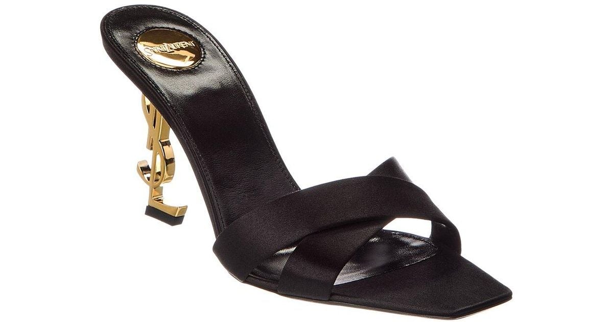 Saint Laurent Opyum 85 Satin Sandal in Black | Lyst