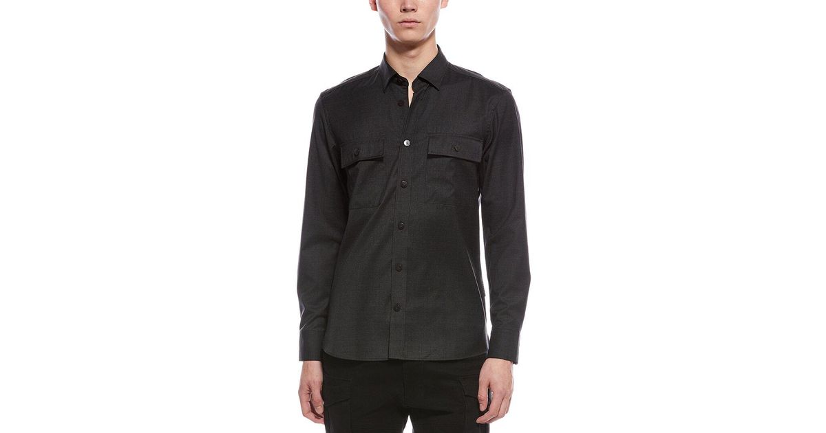 Bogner Clive Relaxed Fit Wool Shirt in Black for Men | Lyst UK