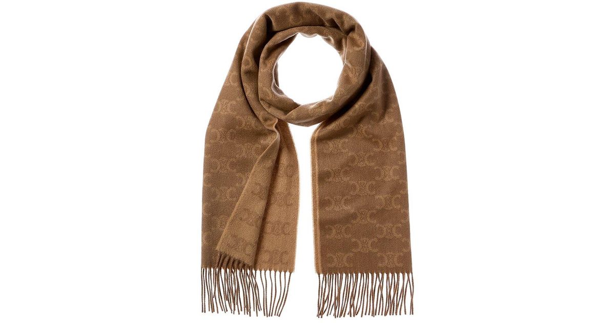 Celine Monogram Cashmere Scarf in Brown | Lyst