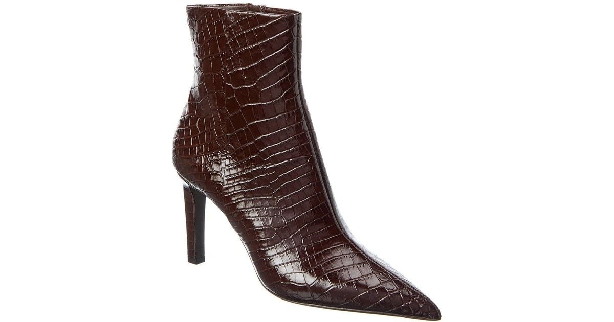 Jimmy Choo Frankie Ab 85 Croc-Embossed Leather Bootie in Brown | Lyst UK