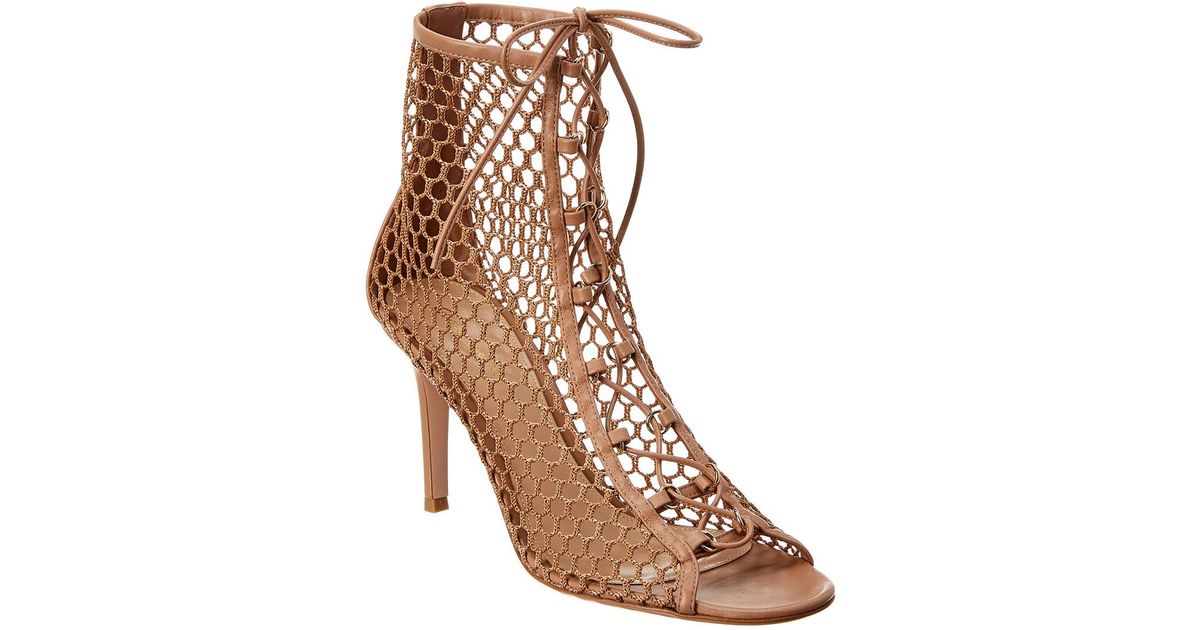 Gianvito Rossi Helena 105 Leather Bootie In Brown Lyst