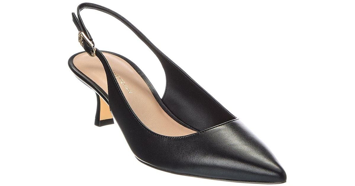 Stuart Weitzman Isla 50 Leather Slingback Pump in Black | Lyst UK