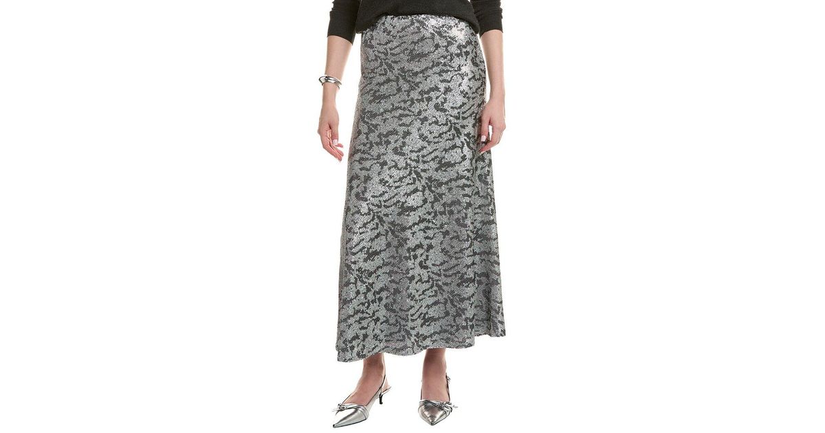 Kenneth Cole Sequin Side Zip Drama Maxi Skirt in Grey | Lyst UK