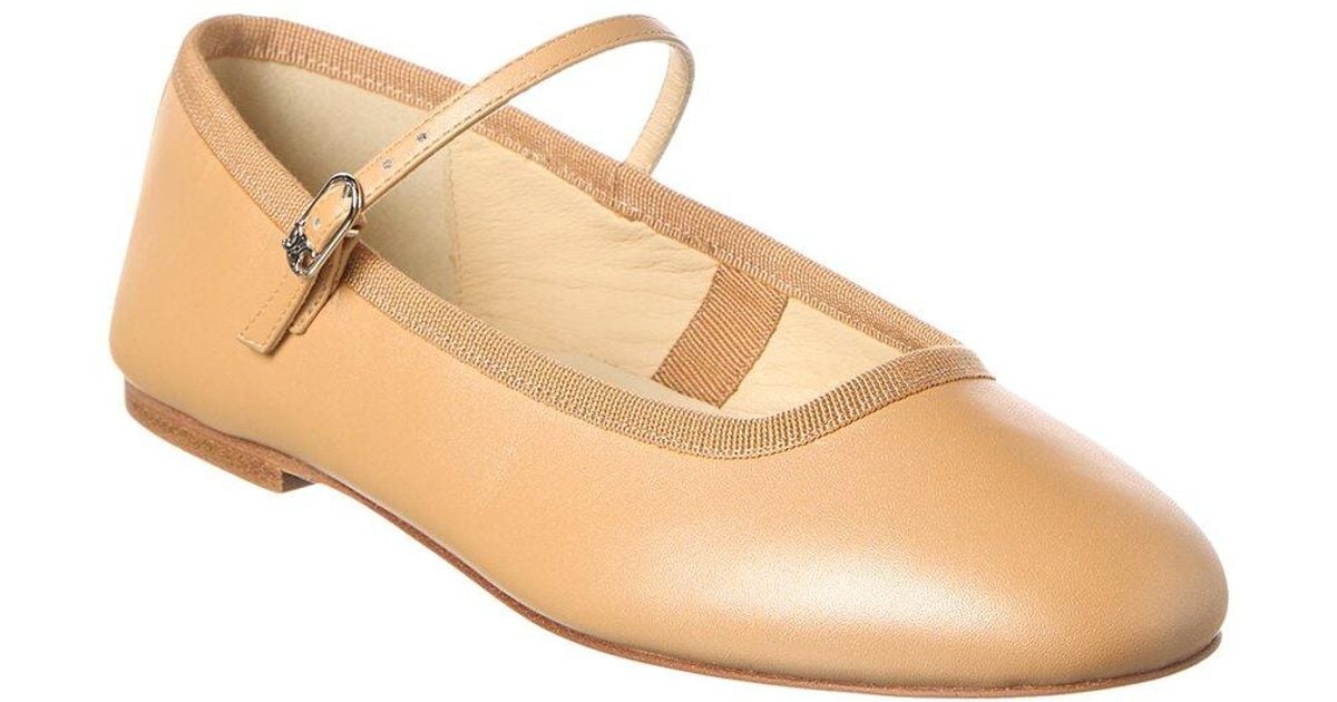 Celine Mary Jane Leather Ballerina Flat in Natural | Lyst