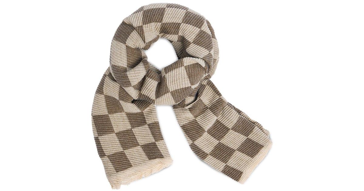 Saachi Crinkled Checkered Scarf in Natural | Lyst UK
