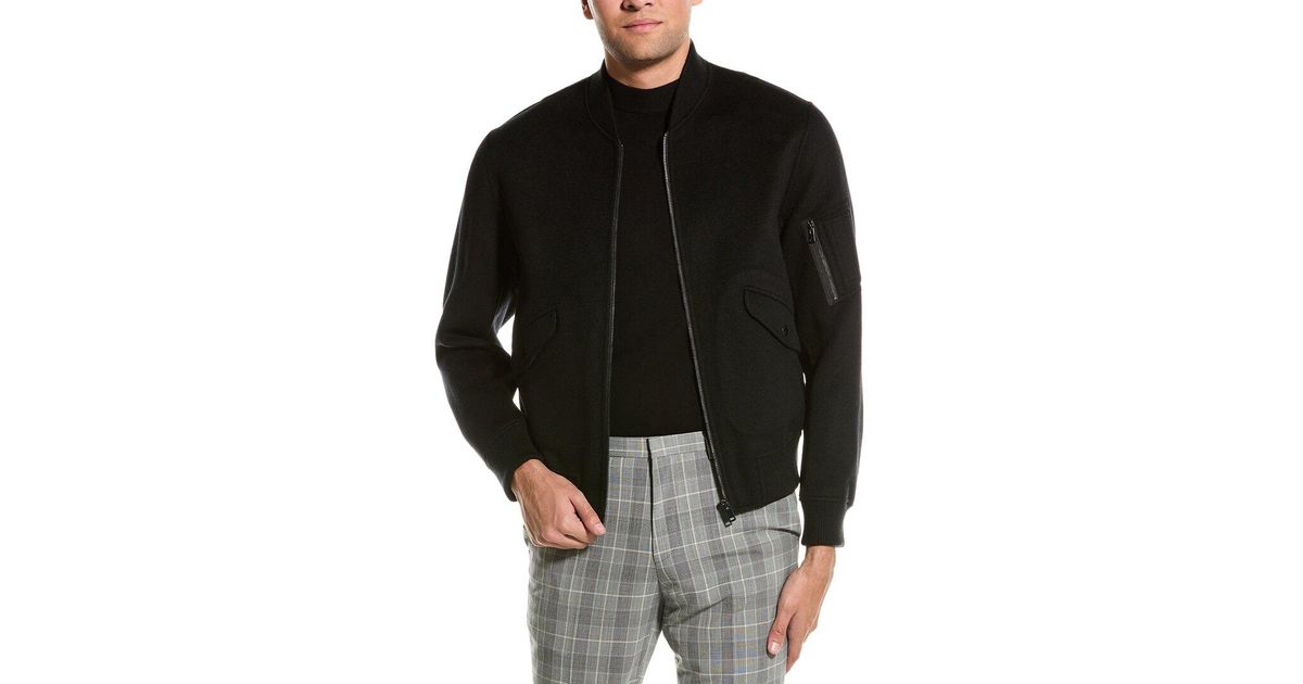 Theory Flight Wool & Cashmere-blend Bomber Jacket in Black for Men | Lyst