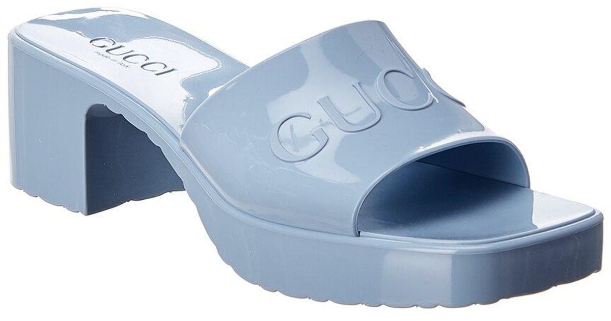 Gucci Rubber Slide in Blue | Lyst