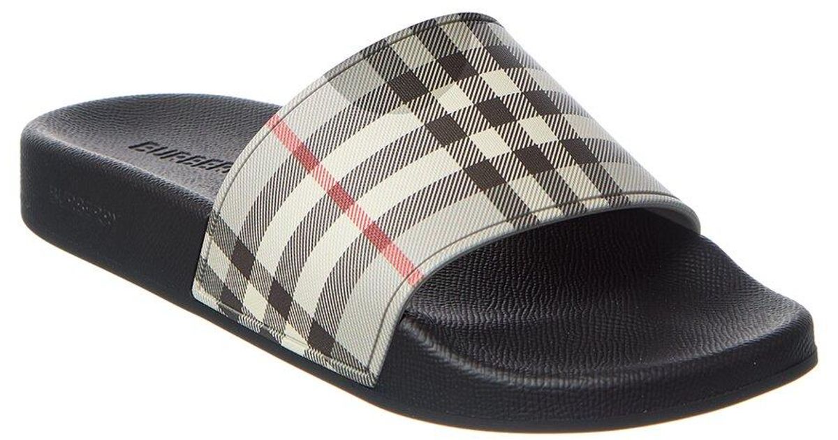 Burberry Check Slide in Brown | Lyst