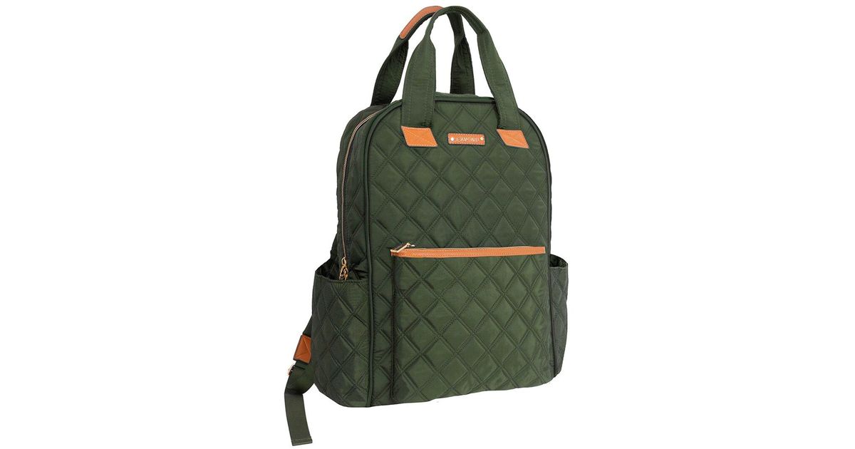 Joan David Diamond Quilted Nylon Workbook Backpack In Green Lyst Canada