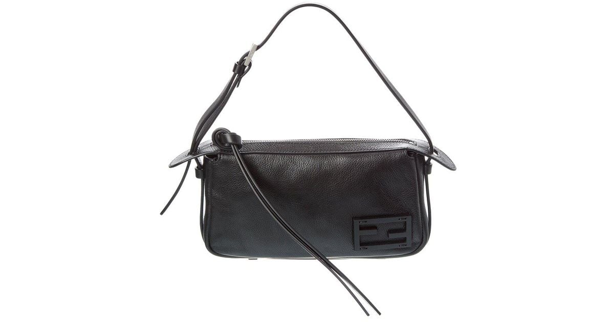 Fendi Simply Mini Leather Shoulder Bag in Black | Lyst